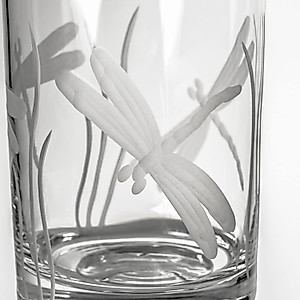 Rolf Glass Dragonfly Double Old Fashioned Glass 13 ounce | Whiskey Glass Set of 2 | Lead-Free Glass | Etched Tumbler Glasses | US Made (Set of 2)