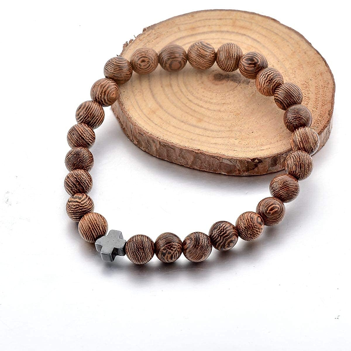St John the Baptist Orthodox Brotherhood Christian Prayer Beads Bracelet – 25 8MM Wooden Beads & Cross – Adult Men/Women Size!
