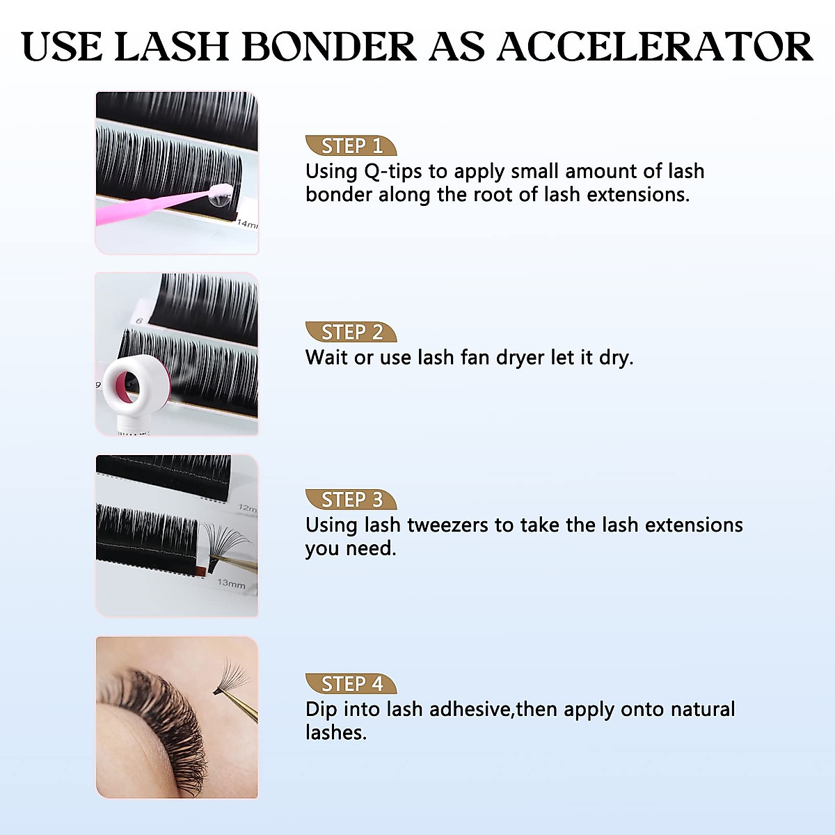 QUEWEL Lash Bonder for Eyelash Extensions 15mL Eyelash Extension Bonder Low Irritation Professional Super Bonder for Lash Extensions Help Glue Bond Better Enhances Retention Water Oil Proof
