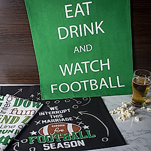 DII Football Decorations for Home & Kitchen Game Day Party Décor, Dishtowel Set, 18x28, Eat Drink Watch, 3 Piece