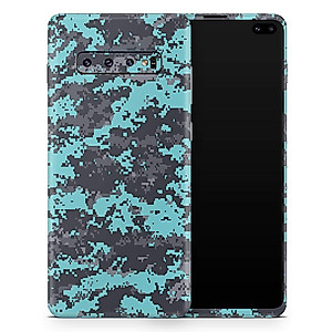 DesignSkinz Turquoise and Gray Digital Camouflage Protective Vinyl Decal Wrap Skin Cover Compatible with The Samsung Galaxy S20 (Screen Trim & Back Glass Skin)