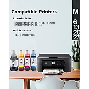 OfficeKolor 6 Pack Ink Refill Bottles Replacement 502 T502 Compatible for Ecotank ET-2750 ET-4700 ET-3750 ET-4750 ET-3760 ET-4760 ET-2700 ET-3700 ET-15000 ST-2000 ST-3000 ST-4000 Inkjet Printers