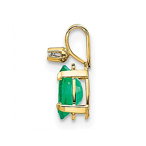 14k Diamond & Emerald Birthstone Pendant QXBE160