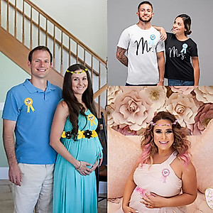 Baby Shower Sash Maternity Sash Mommy to Be & Daddy to Be Corsage Pink Flower Crown Pregnancy Sash Flower Belly Belt Baby Shower Kit Party Favors Baby Boy Pregnancy Photo Prop