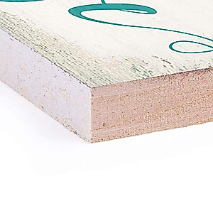 P. Graham Dunn Beach Life Turquoise Script Design White Wash 6 x 1.5 Mini Pine Wood Tabletop Sign Plaque