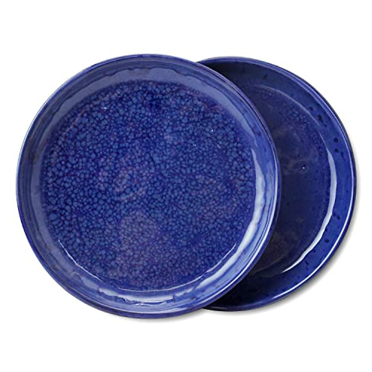 roro 7-Inch Ceramic Appetizer Plates - Handcrafted Stoneware with Unique Glossy Reactive Blue Bubble Finish, Ideal for Serving & Plating Gourmet Dishes, Durable & Elegant Design, Set of 2