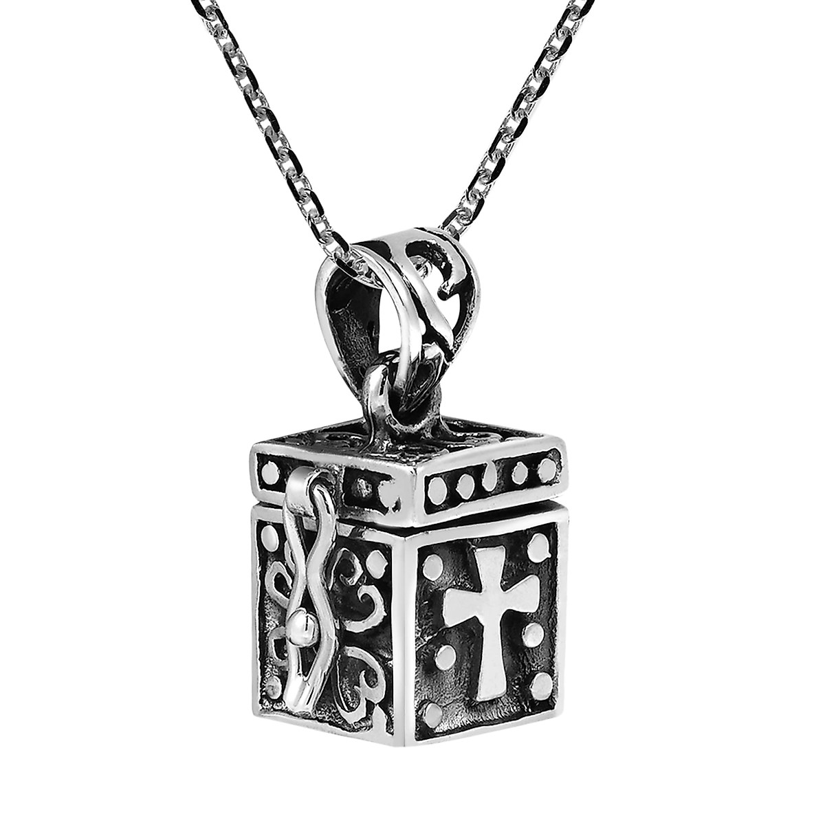 AeraVida Christian Prayer Box Locket .925 Sterling Silver Pendant Necklace