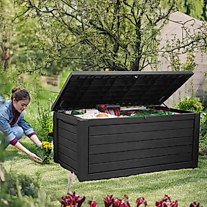 Generic 165-Gallon Versatile Weatherproof, Resin Deck Storage Container, Box Outdoor Patio Garden Furniture, Graphite