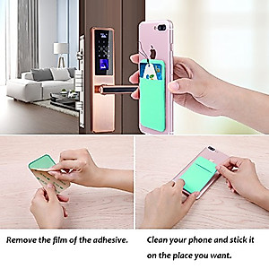 Costyle 4 Pack Slim Card Holder for Back of Phone- Pink Gray Mint Green Rose