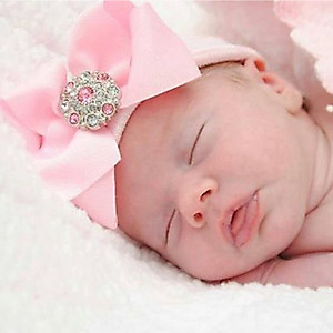 DRESHOW BQUBO Newborn Hospital Hat Infant Baby Hat Cap with Big Bow Soft Cute Knot Nursery Beanie