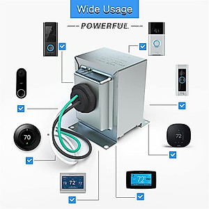 24V 40VA Thermostat and Doorbell Transformer, Power Supply Compatible with Nest, Ecobee, Sensi and Honeywell Thermostat, Nest Hello Doorbell and All Versions of Ring Doorbell