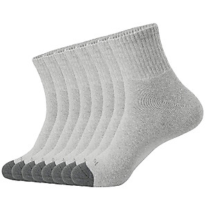 WANDER Men's Athletic Ankle Socks 3-8 Pairs Thick Cushion Running Socks for Men&Women Cotton Socks 7-9/9-12/12-15 (8 Pair Grey, Shoe Size: 9-12)