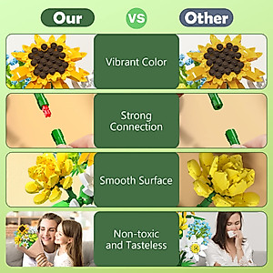 Flower Bouquet Building Kit 697PCS Toy Building Block Sets Artificial Flowers Botanical Collection New 2022 for Adults Kids Girls,Christmas Thanksgiving Day Gifts