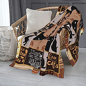 Cat Throw Blanket for Women, Black Cat Gifts for Cat Lovers, Cat Lover Gifts Lady Blanket, Blankets for Cats Gifts Idea Throws Women Men