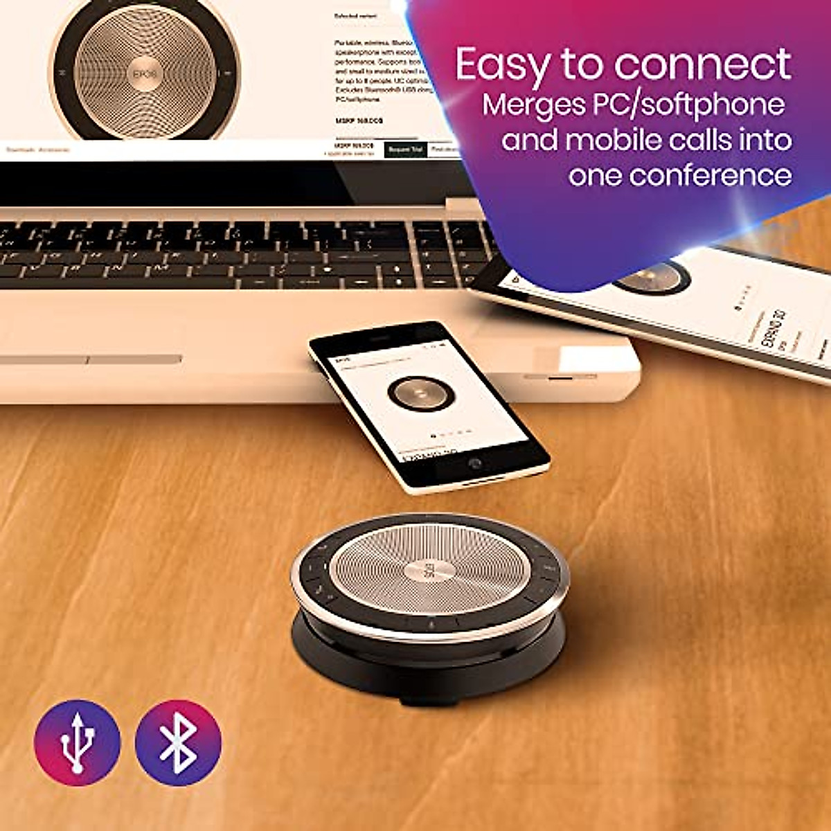 Global Teck Worldwide GTW Bundle EPOS - Sennheiser SP 30 Speakerphone w/Microfiber Cloth, Compatible w/Teams, Zoom, Webex, Skype, Mobile, Tablets, PC/Mac