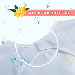 Little Dimsum Mess-Proof Baby Bibs|Infant Toddler Long Sleeve Waterproof Feeding Art Smock|Catching Food & Wipe Clean| Pack of 2 Colors Flower Sets