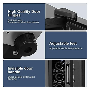 Mini Wine Fridge, 8-Bottle Small Wine Cooler, Wine Cooler Refrigerator With Removable Shelves Interior Lighting Digital Touch Control, And Private Reserve Wine Cellar For Home, Office, Bar