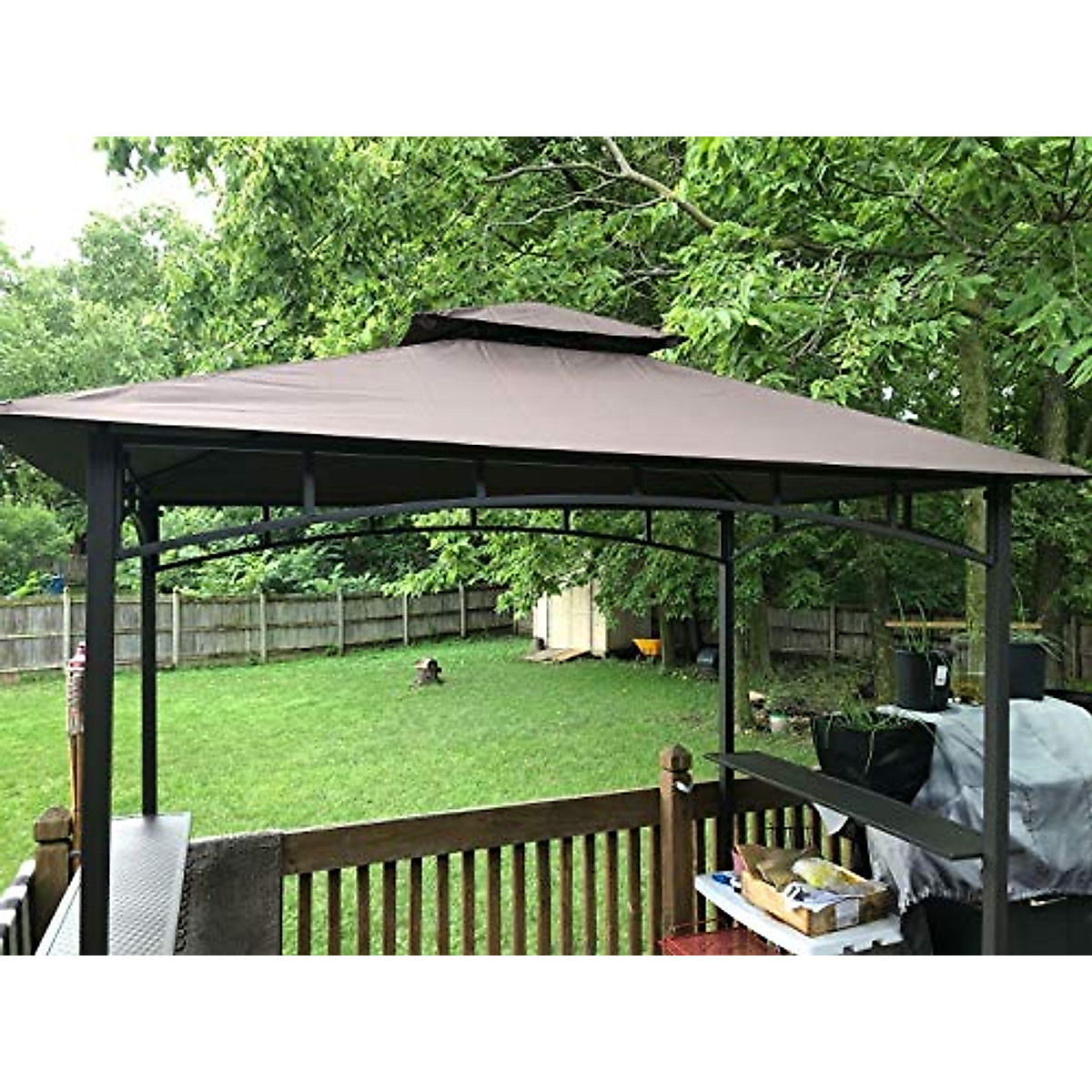 8'x 5' Gazebo Canopy Tent with Air Vent Tent for BBQ Outdoor Patio Grill Gazebo, Party Patios Large Garden Commercial Use Backyard Events Etc, Easy to Assemble, Elegant Design, Good Stability - Brown