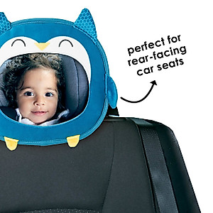 Diono Easy View Owl Character Baby Car Mirror, Safety Car Seat Mirror for Rear Facing Infant, Fully Adjustable, Wide Crystal Clear View, Shatterproof, Crash Tested