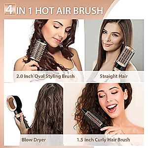 Hair Dryer Brush, Nicebay 4 in 1 Hot Air Brush for Straightening/Curling/Drying, One-Step Blow Dryer Brush & Volumizer with Ceramic Coating, 3 Temperature Settings, Detachable Design for Travel Salon
