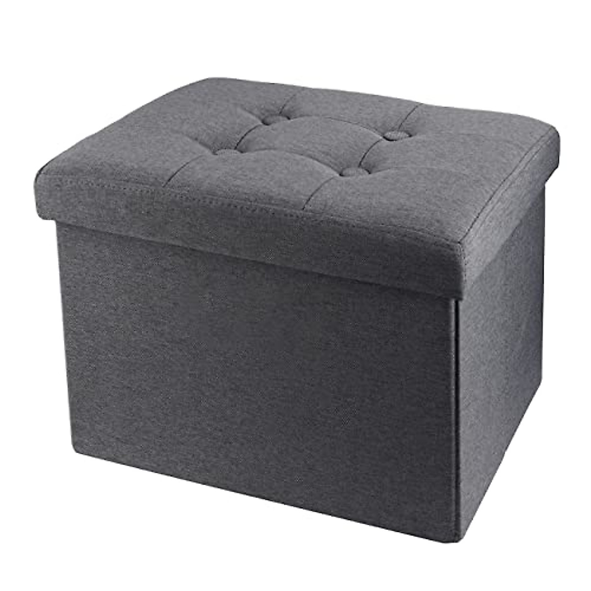 ALASDO Storage Ottoman Folding Rectangle Cube Coffee Table Multipurpose Foot Rest Short Children Sofa Stool Linen Fabric Ottomans Bench Foot Rest for Bedroom L17W13H13(Grey)