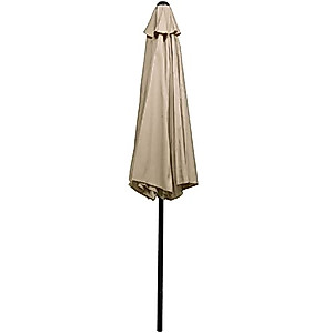 Sunnydaze 9-Foot Patio Umbrella - Push-Button Tilt and Crank Handle - Aluminum Pole and Polyester Shade Canopy - Beige