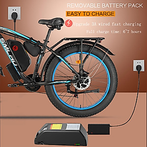 Tiemahun (US Stock) SMLRO XDC600 Plus Dual Motor AWD 22.4AH 2000W 26" Fat Tire Electric Bike 35MPH, 21 Speed Mountain Ebike Suspension with Lock Hydraulic Disc Brakes, Ebikes for Adults (White & Red)