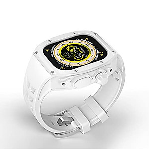 Translucent Hard Case with Band for Apple Watch Ultra 49mm, Crystal Clear Bumper with Silicone Strap for iWatch Ultra 49mm, Luxury Rugged Military Tactical Heavy Duty Protective Case for Watch Ultra.