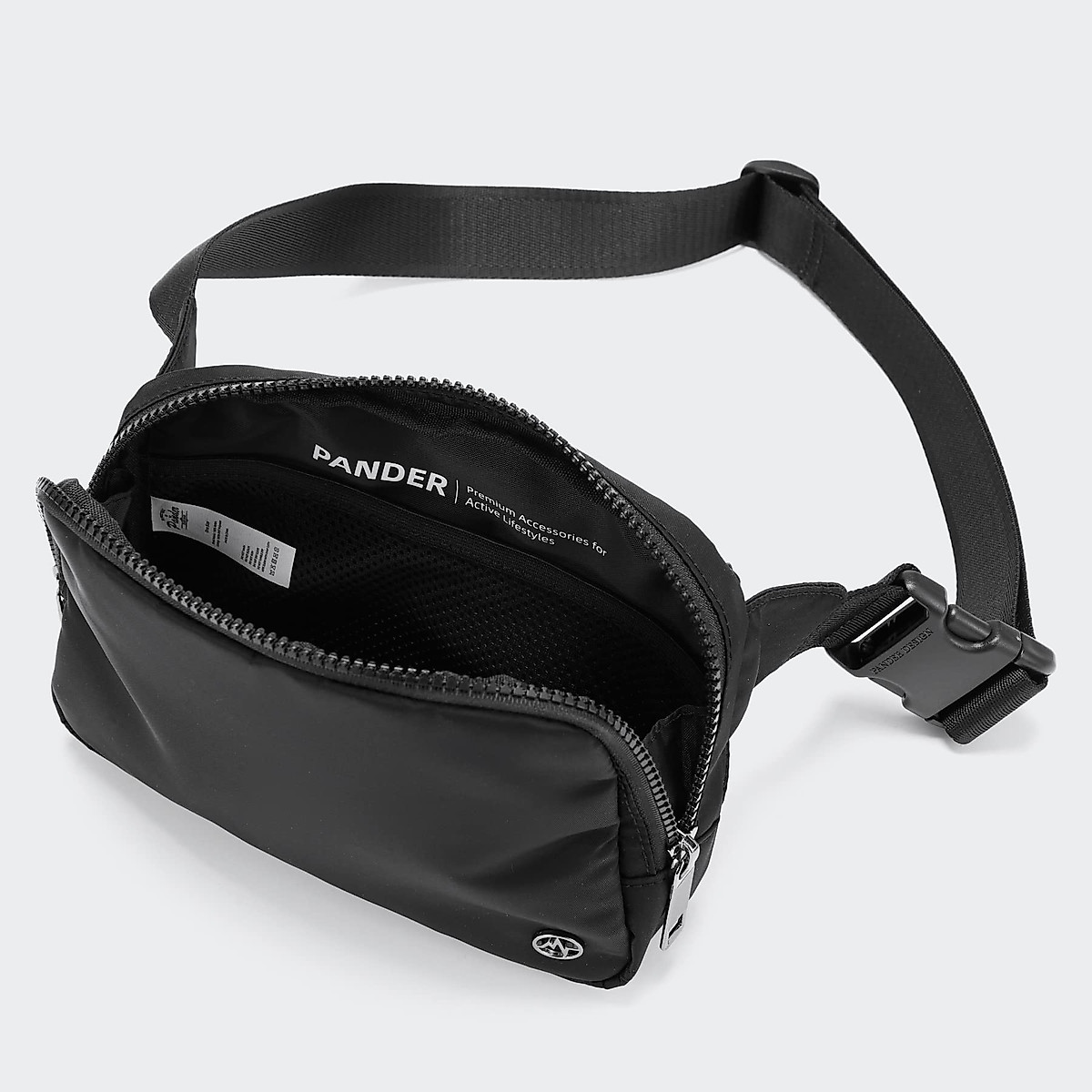 Pander Belt Bag Large 2L, Waterproof Everywhere Fanny Pack Purse for Women and Men with Adjustable Strap (Black Onyx).