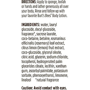 Burts Bees Rosemary & Lemon Body Wash, 12 Oz - Pack of 3 (Package May Vary)