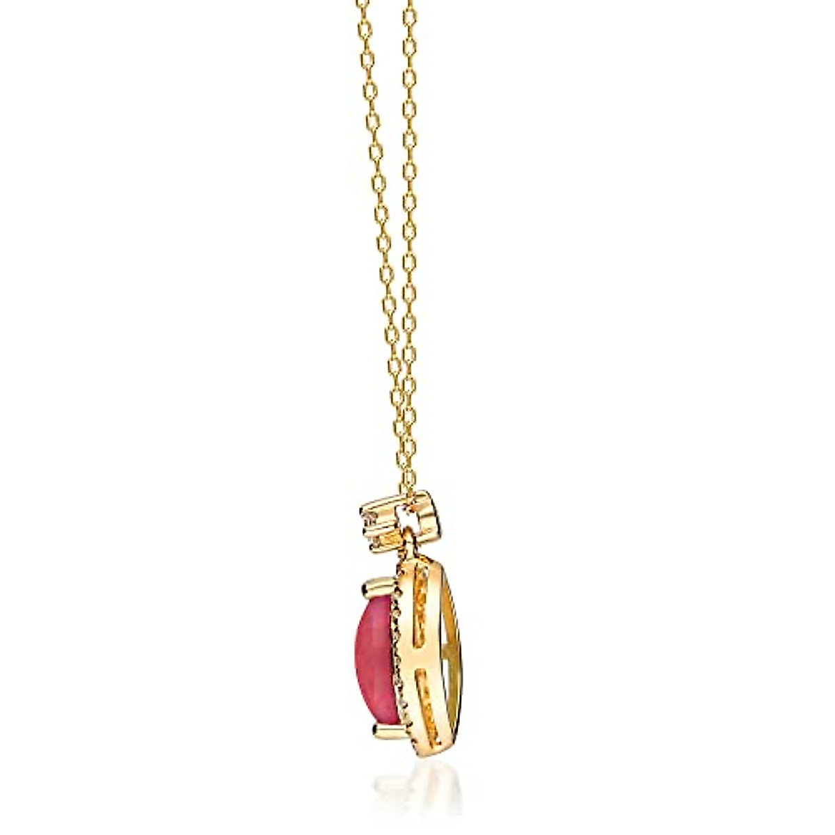 Gin & Grace 10K Yellow Gold Mozambique Genuine Ruby Pendant with Diamonds for women | Ethically, authentically & organically sourced (Marquise-cut) shaped Ruby hand-crafted jewelry for her