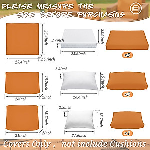 Patelai 11 Pcs Outdoor Cushion Covers Patio Cushion Slipcovers Replacement Splash Proof with Zipper for Outdoor Indoor Furniture, Patio Sofa Couch 3 Sizes, Replacement Covers Only(Orange)
