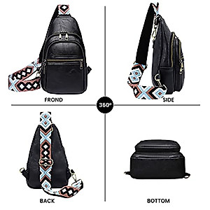 Flovey Crossbody Bags for Women Trendy Sling Bag for Women Crossbody Sling Bags Backpack PU Leather Fanny Packs Chest Bag