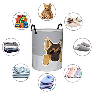 FeHuew German Shepherd Dog Collapsible Laundry Basket with Handle Waterproof Fabric Hamper Laundry Storage Baskets Organizer Large Bins for Dirty Clothes,toys,Bathroom
