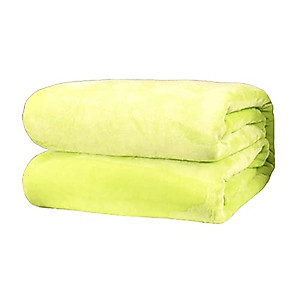Polyester Throw Blanket,Polyester Soft Warm Solid Color Blanket Sleep Cover Rug for Bed and Couch Lightweight Throw Fit All Season Fruit Green 70 * 100cm.