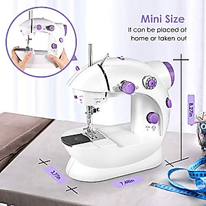 Portable Sewing Machine with Extension Table and Light,Mini Household Electric Handheld Sewing Machine with Upgraded,Two Threads Double Speed Double Switches,Electric Sewing Machine Easy to Use for Kids,Beginners and DIY