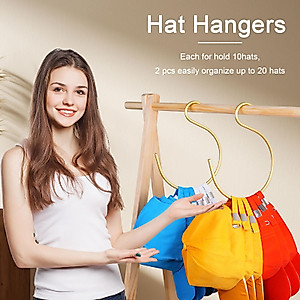 DeTii 2pcs Premium Cap-Rack, Hat-Hangers-for-Closet-Space-Saving, Sturdy-Cap-Organizer, Space Aluminium Simplistic-Hat-Organizer-Holder, Large-Capacity-20-Hats-Storage-Hat-Rack (L)