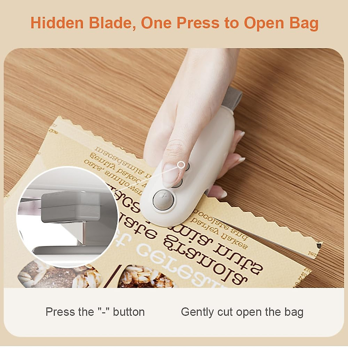 Mixblu Rechargeable Mini Bag Sealer, 2 in 1 Portable Snacks Heat Seal Machine with Cutter and Magnet for Plastic Mylar Bag