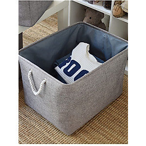 Queenie 2 Pack Closet Canvas Fabric Storage Basket, Gray, 17" x 8" x 5"