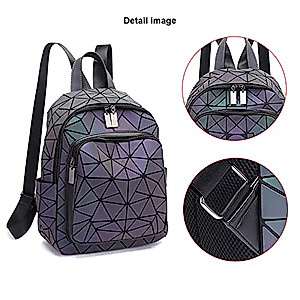 Luminous Geometric Backpacks Women Purses and Handbags Holographic Reflective Bags Iridescent Backpack A1