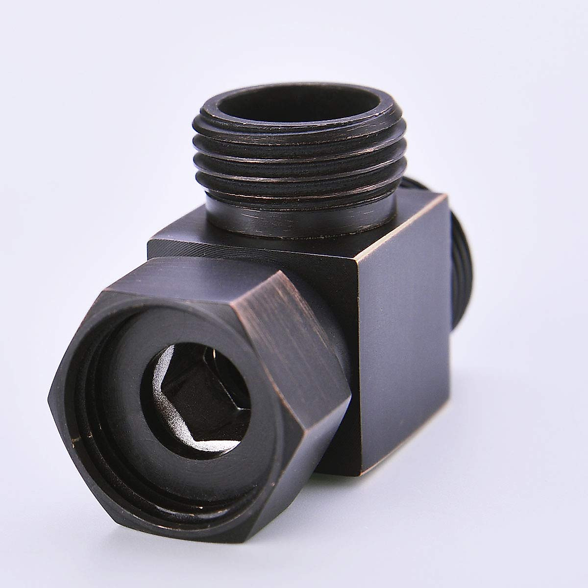 1/2" Brass Bronze 3 Way Diverter, Hose Fitting Tee, T Shape Adapter Connector for Angle Valve Hose, Bath Shower Arm, Toilet Bidet Sprayer Faucet, Oil Rubbed Bronze Finished