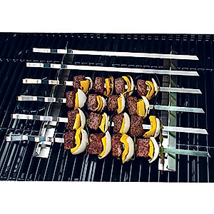 Mtoye Steven Raichlen Best of Barbecue SR8816 Stainless Steel Kabob Rack Set with Six 17” Skewers