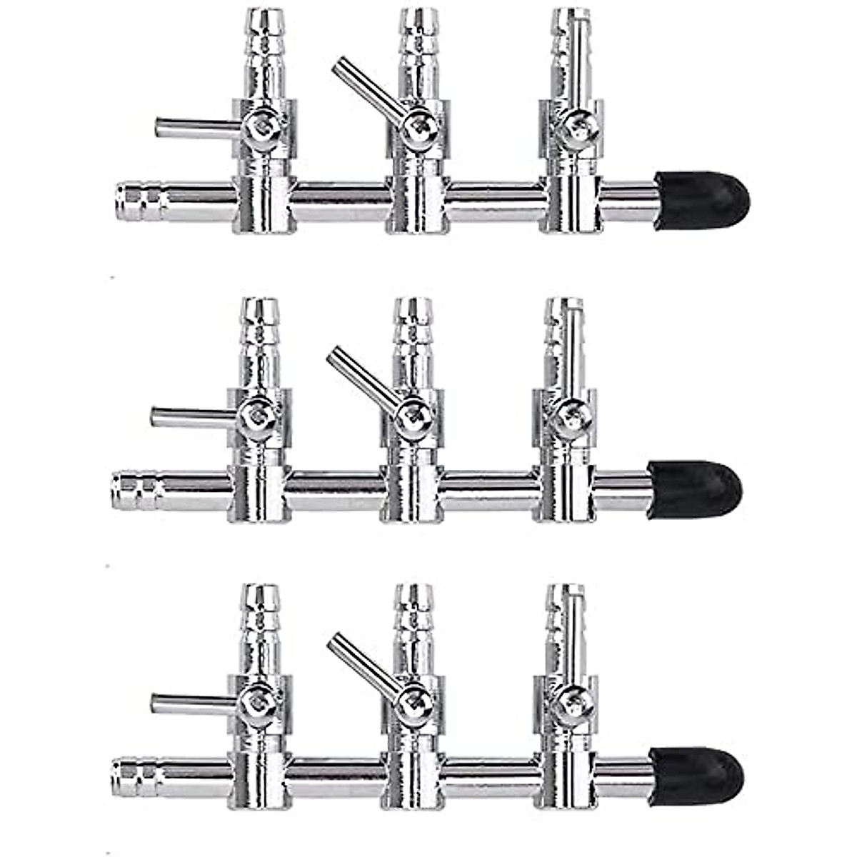 bnafes Aquarium Air Valve 3 Way Inline Manifold Air Flow Pump Tubing Splitter Lever Control Valve 3-Pack