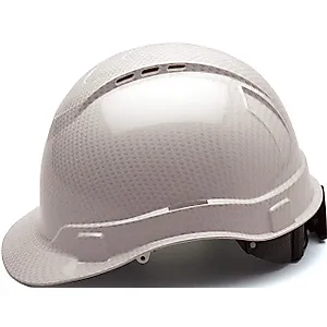 Pyramex Vented Cap Style Ridgeline Patterned Hard Hat with 6 Point Ratchet Suspension and Hard Hat Tote - Shiny White