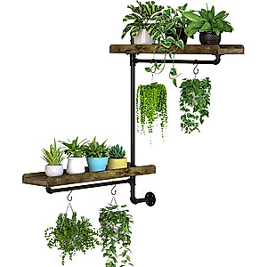 GDLF Window Plant Shelves Industrial Pipe Swivel Shelving Floating Shelves With More Space For Large Plants(Pots up to 8")