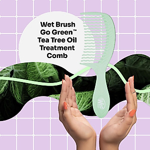 Wet Brush Go Green Tea Tree Oil Infused Treatment Comb - Wide Tooth Hair Detangler with WaveTooth Design that Gently and Glides Through Tangles - No Split Ends and No Damage