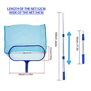 Ahn'Qiraj Pool Skimmer Net with Pole, Pool Net Fine Mesh with Telescopic Pole Leaf Skimmer Mesh (Dark Blue)