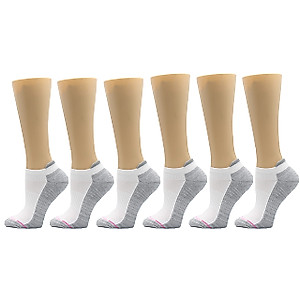 Dr. Motion Womens Low Cut Cushioned Breathable Compression Ankle Socks with Arch Support 6 Pairs (White)
