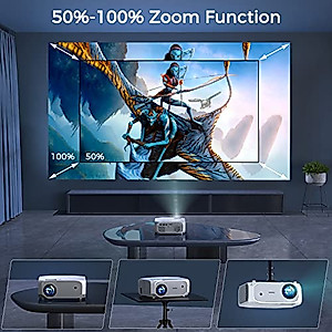 FUDONI Projector with 5G WiFi and Bluetooth, 10000L Native 1080P Portable Outdoor Video Projector 4K Supported, Home Theater Movie Projector with Screen for Phone/PC/TV Stick/PS5