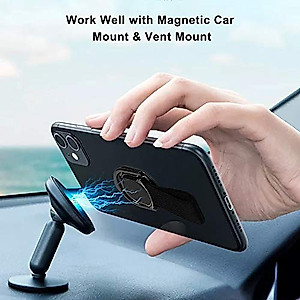 Phone Loop Ring Holder,Phone Strap Finger Holder, Phone Holder Finger Ring Stand Compatible with Magnetic Car Mount,Phone Grips Kickstand for All Phones and Tablets, Wireless Charging Available,Black